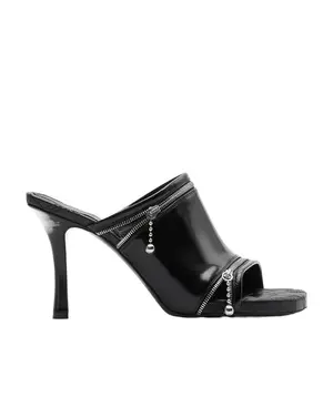 Burberry Peep Zip-detailed Mules - Black
