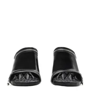 Burberry Peep Zip-detailed Mules - Black