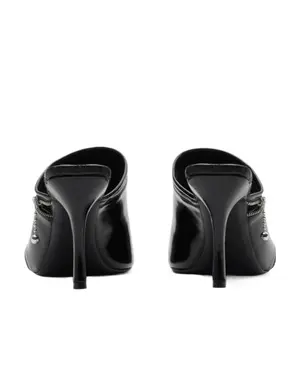 Burberry Peep Zip-detailed Mules - Black