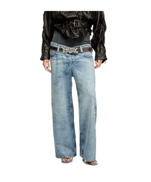 DIESEL® D-eni Relaxed Wide Leg Jeans - Medium Blue