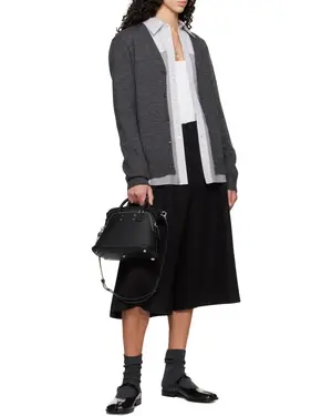 MAISON MARGIELA V-neck Button-up Knit Cardigan With Elbow Patches - Grey