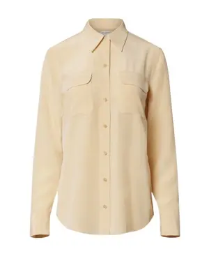 Equipment Equipment Silk Long-Sleeve Shirt With Chest Pockets No