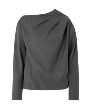 Loulou De Saison Asymmetrical Pleated Wool Top