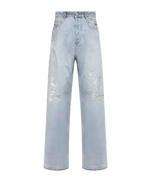 DIESEL® D-rise Distressed Wide-leg Jeans - Light Blue