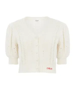 Chloé Puff Sleeve Knit Cardigan - Multicolor