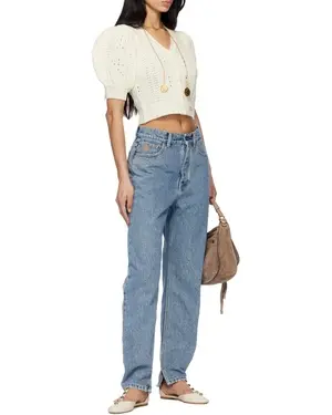 Chloé Puff Sleeve Knit Cardigan