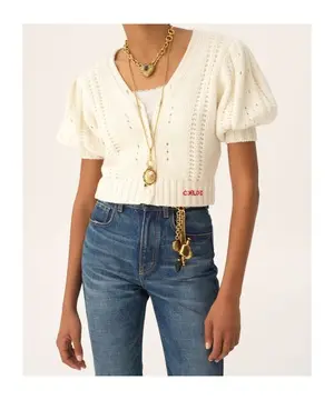 Chloé Puff Sleeve Knit Cardigan