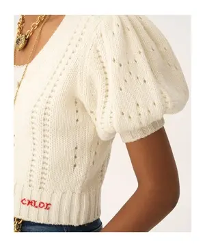 Chloé Puff Sleeve Knit Cardigan