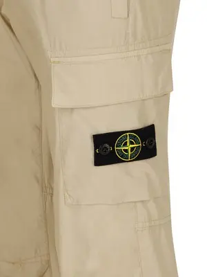 Stone Island Compass-motif Cotton Trousers - Beige