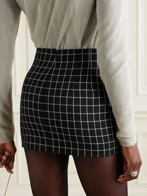 Wardrobe.NYC Checked Mini Skirt - Black