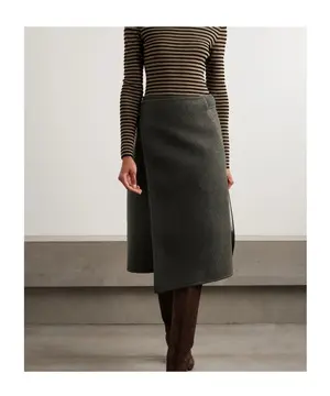Proenza Schouler Bodhi Wool-blend Bouclé-twill Midi Wrap Skirt - Black