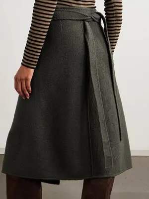 Proenza Schouler Bodhi Wool-blend Bouclé-twill Midi Wrap Skirt - Black