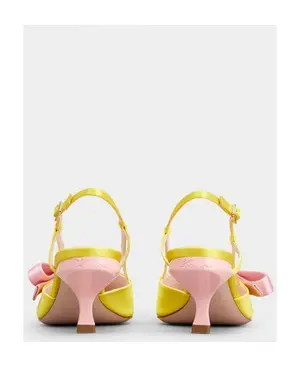 ROGER VIVIER Virgule Bow Slingback Pumps In Satin