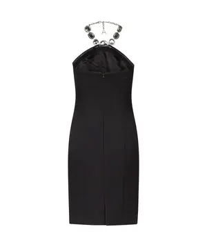 AREA Crystal-embellished Halter Dress