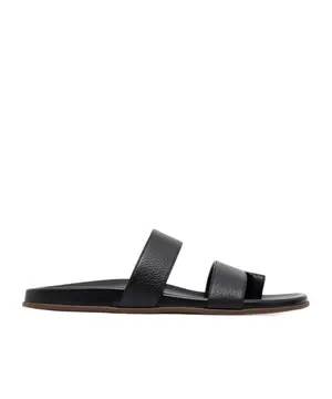 THE ROW Open Toe Slingback Slippers - Black