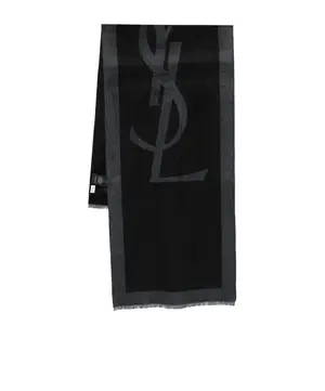 Saint Laurent Logo-jacquard Silk Scarf - Black