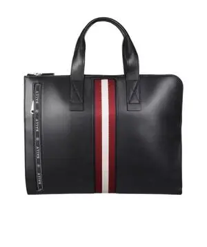 Bally Business Bag With Logo Stripe Detail - Black