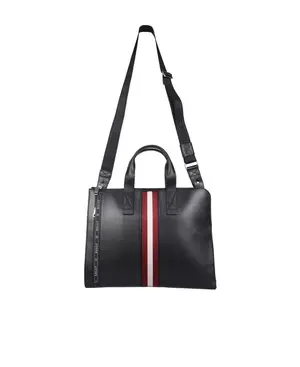 Bally Business Bag With Logo Stripe Detail