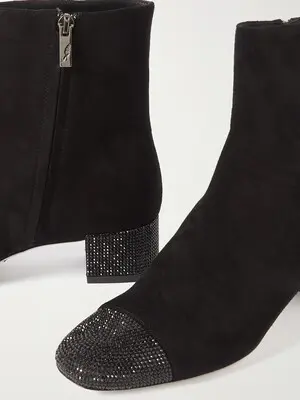 Rene Caovilla 45mm Rhinestone Suede Boots
