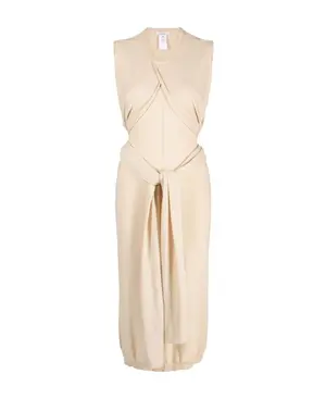 LEMAIRE Lemaire Sleeveless Round Neck Tie Waist Cotton Dress