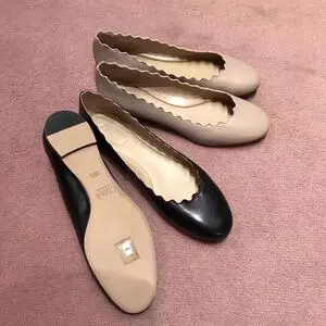 Chloé Scallop-edge Ballerina Flats - Black