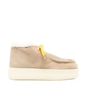 Miu Miu Lace-up Round Toe Boots With Thick Sole