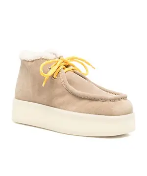 Miu Miu Lace-up Round Toe Boots With Thick Sole