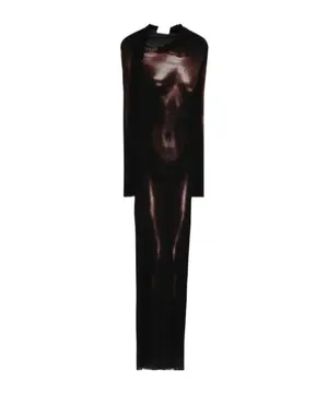 JEAN PAUL GAULTIER Body Print Long Sleeve Off-shoulder Dress