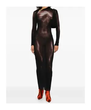 JEAN PAUL GAULTIER Body Print Long Sleeve Off-shoulder Dress