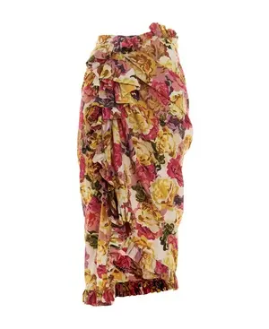 Dries Van Noten Floral Print Ruffle Skirt