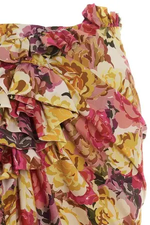 Dries Van Noten Floral Print Ruffle Skirt