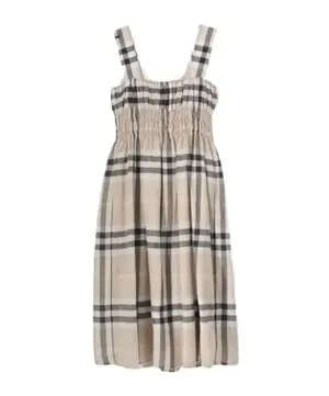 Burberry Shirred Check Cotton Maxi Dress
