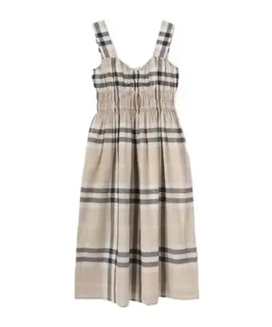 Burberry Shirred Check Cotton Maxi Dress