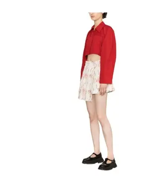 Simone Rocha Floral Print Pleated Skirt - White