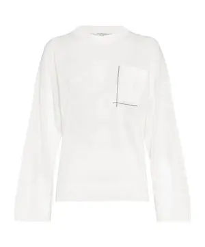 Brunello Cucinelli Monili Embellished Crewneck Jumper - White