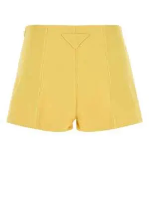 Prada Zip-up Shorts With Logo Detail - Yellow