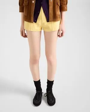 Prada Zip-up Shorts With Logo Detail - Yellow