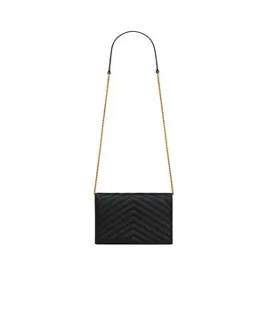 Saint Laurent Envelope Cassandre Chain Wallet - Black