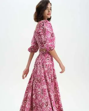 Diane Von Furstenberg Floral Print Heart Neck Top