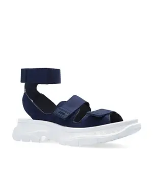 Alexander McQueen Open Toe Touch Strap Sandals - Blue