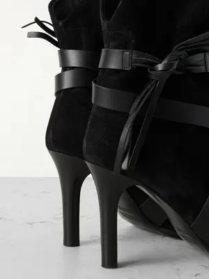 Isabel Marant Étoile Pointed Toe Suede Ankle Boots With Tie Fastening - Black