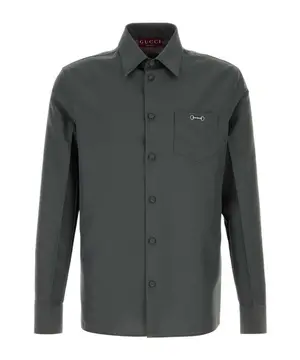 Gucci Horsebit Technical Panama Shirt - Grey