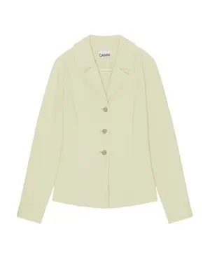 GANNI Stretch Suiting Shirt Blazer With Button Front