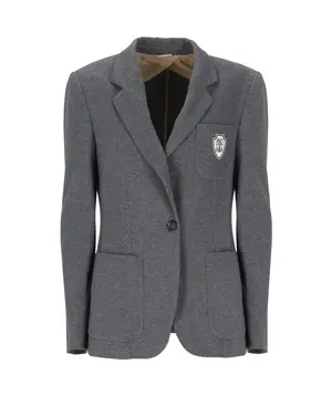Brunello Cucinelli Single-breasted Blazer With Logo Patch - Black