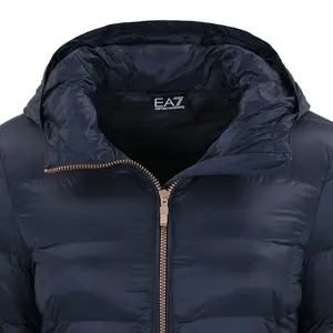 EA7 Logo Hooded Down Jacket - No