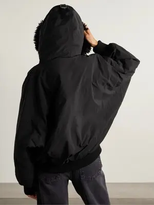AGOLDE Long Sleeve Casual Jacket With Ribbed Trim And Fur Trimmed Hood