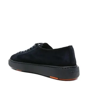 Santoni Low-top Sneakers With Flat Laces And Rubber Sole - Black
