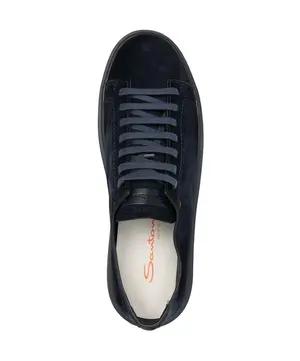 Santoni Low-top Sneakers With Flat Laces And Rubber Sole - Black