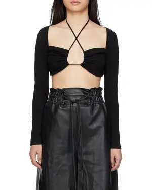 Rosetta Getty Logo Long Sleeve Cropped Top