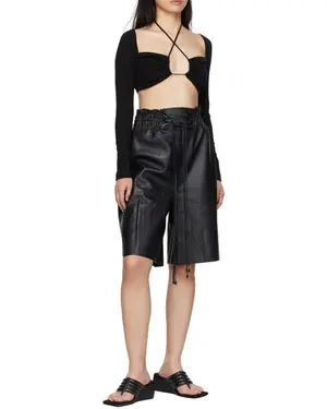 Rosetta Getty Logo Long Sleeve Cropped Top